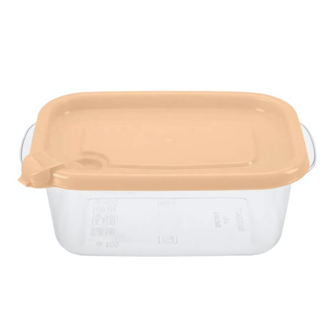Контейнер для продуктов 'фрэш' 0,6л с клапаном свежести, пластиковый, оранжевая крышка, прозрачный