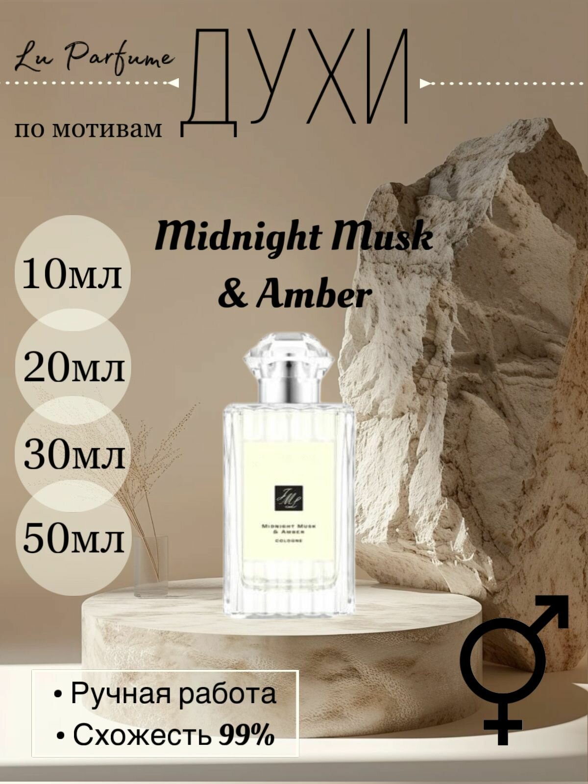 Духи ручной работы по мотивам 'Midnight Musk & Amber', для мужчин и женщин