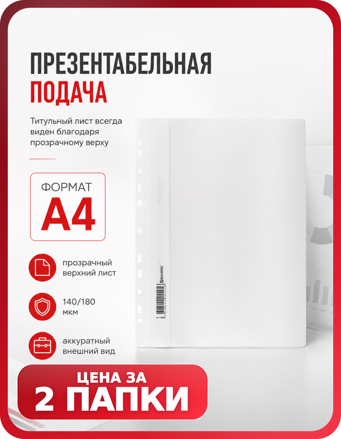 Папка для хранения документов А4, белая, 2 шт.