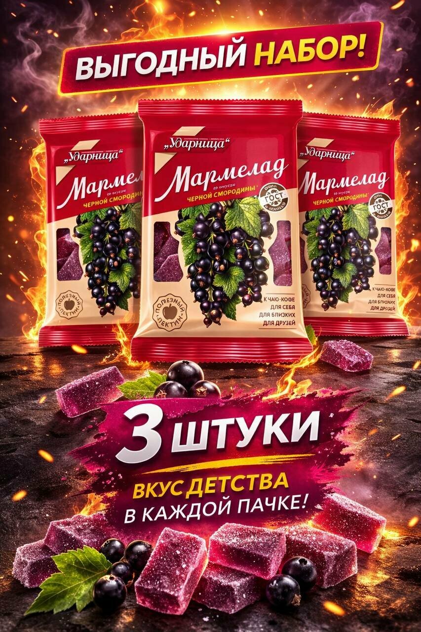 Мармелад Ударница смородина 275 гр.