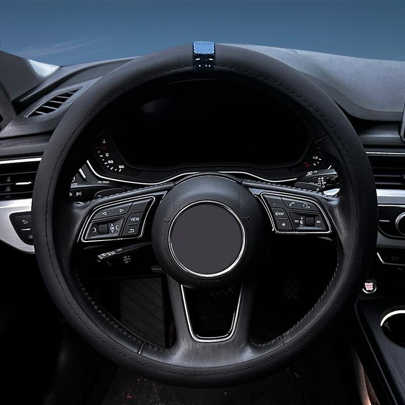 Искусственная кожа автомобильное рулевое покрытие с углеродным волокном круглая форма черный универсальный размер