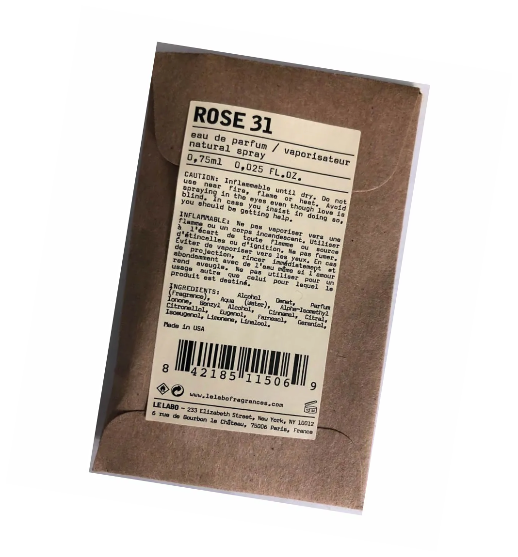 Le Labo Rose 31 туалетные духи унисекс 0.75 мл миниатюра - Роза 31 сэмпл парфюма Ле Лабо