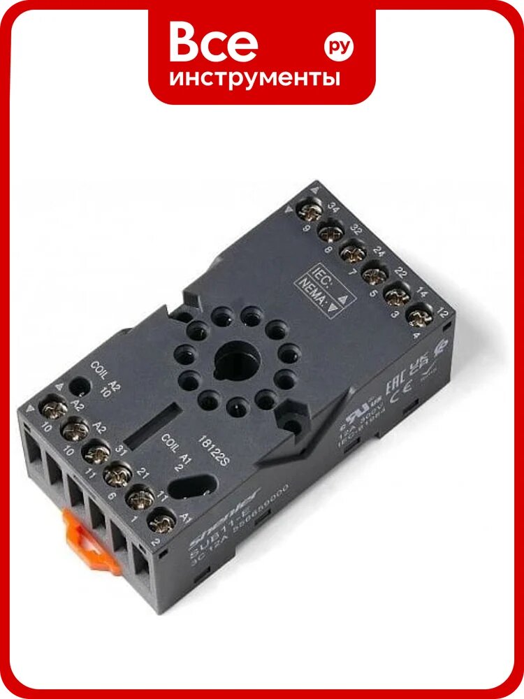 Цоколь Shenler НТК Приборэнерго, 3CO/11pin, 12A(300V), винтовой зажим, черный, на рейку DIN35/панель, для RUB3CO, R15, 60.13, RRD3, MT3, RUMC3, MK3 SUB11-E