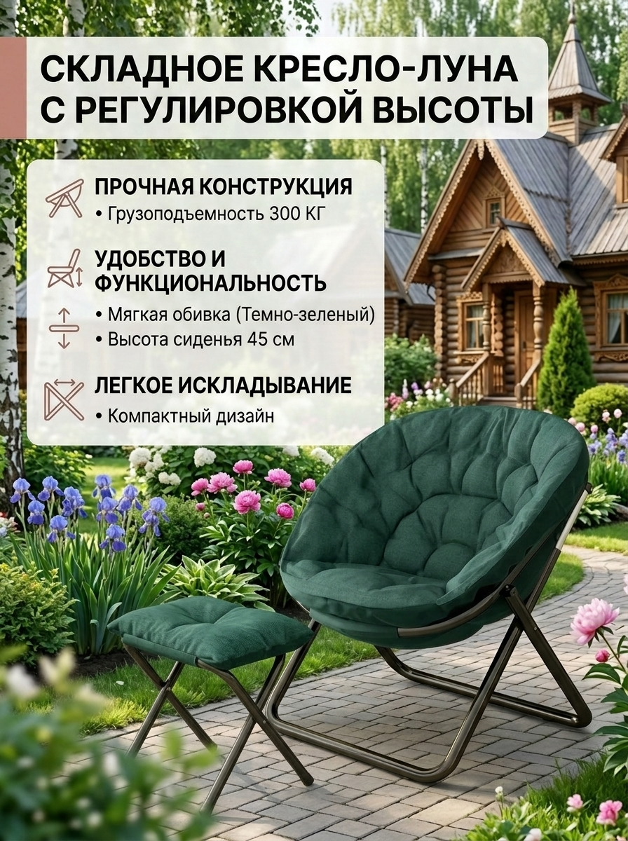 Диван раскладной, механизм Итальянская раскладушка, 63х45х78 см, Зеленый с педалями