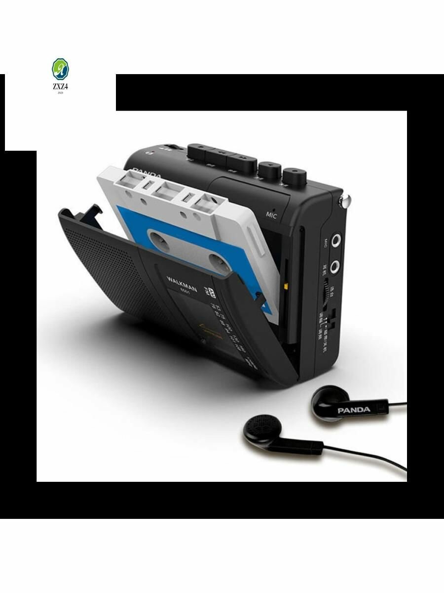 (P G T F) PANDA 6501 Portable Tape AM/FM Radio Магнитофоны С Динамиком 3,5 Мм Для Наушников Play Black