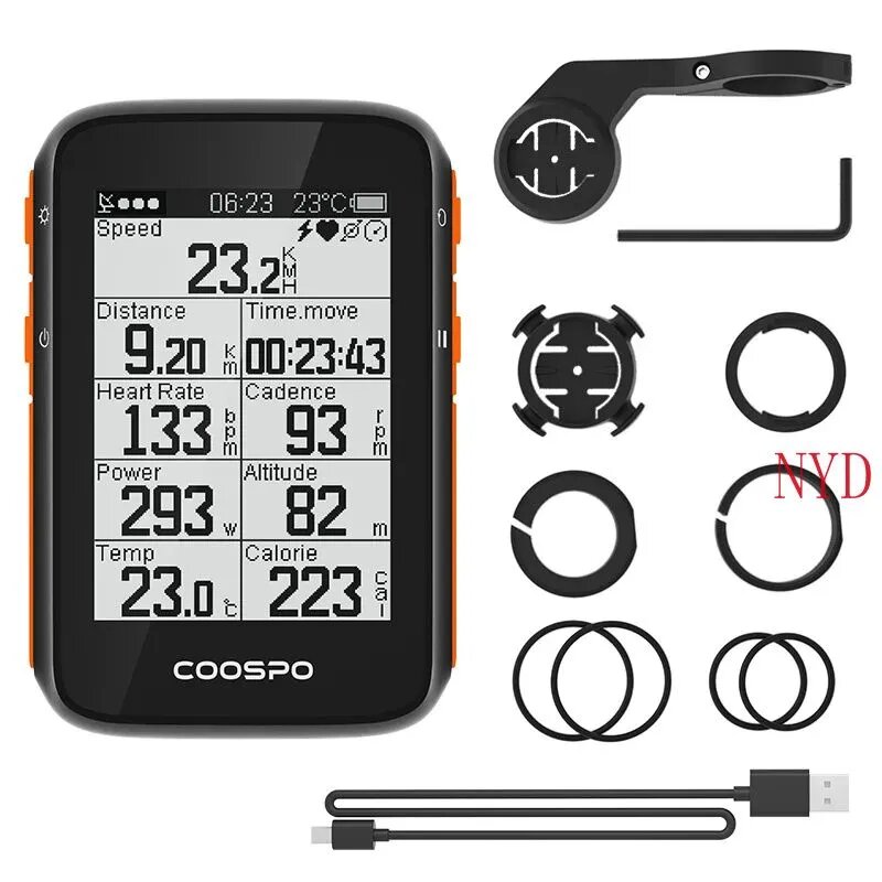 Велокомпьютер Coospo BC200, поддерживает ANT GPS Bluetoothводонепроницаемость IP67 экран 2,4 дюйма, аккумулятор емкостью 500 мАч, Русский язык, Товары включают BSC200 + кронштейны