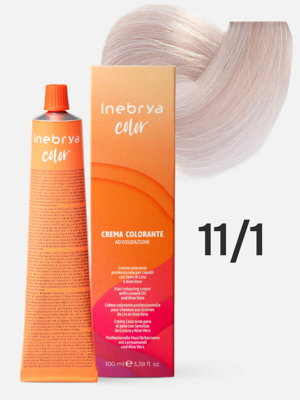 Крем - краска для осветления волос профессиональная Inebrya Color Professional 11/1 Суперосветляющий блонд Пепельный, 100 мл