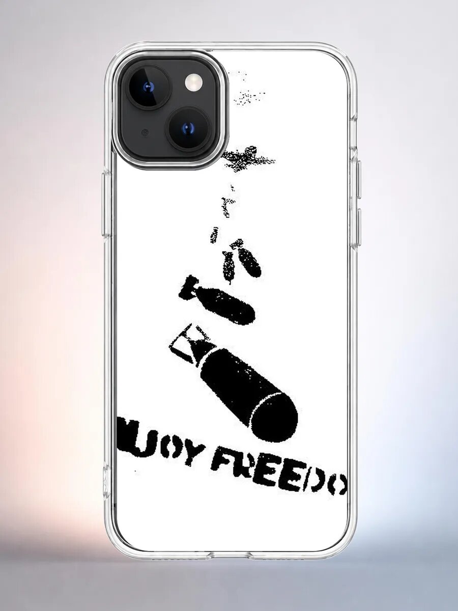 Чехол iPhone 14 бомбардировщик слоган силиконовый прозрачный