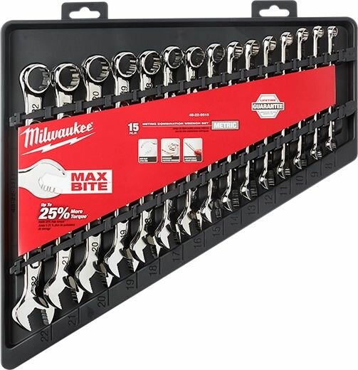 Набор комбинированных гаечных ключей Milwaukee 48-22-9515, состоящий из 15 предметов.