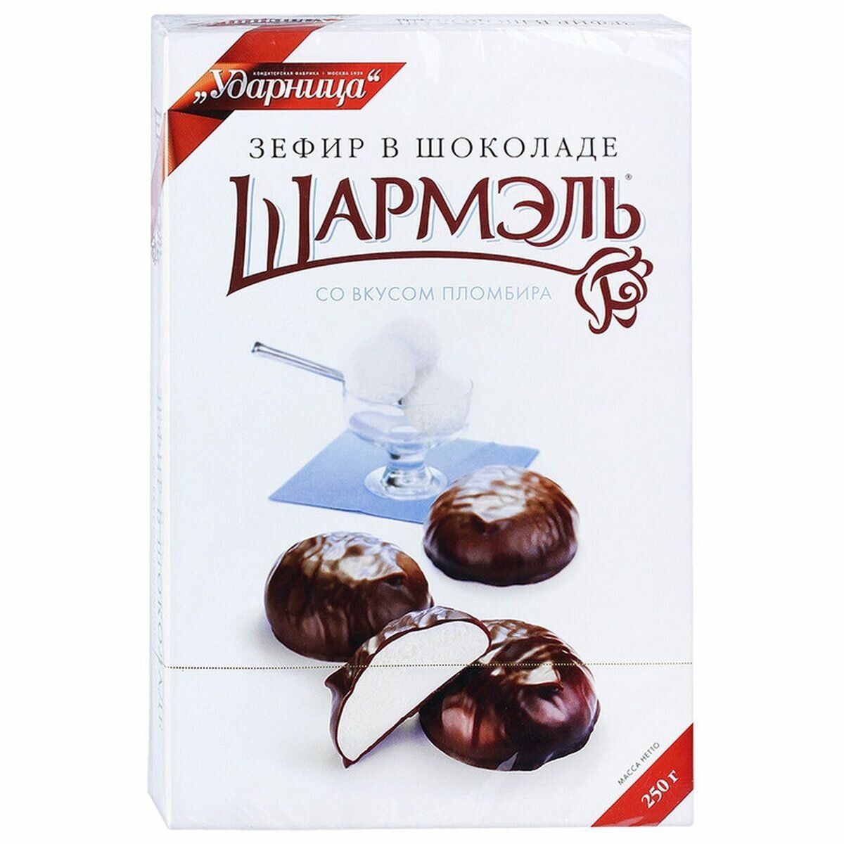 Зефир Шармэль в шоколаде со вкусом пломбира 250г, 8шт.