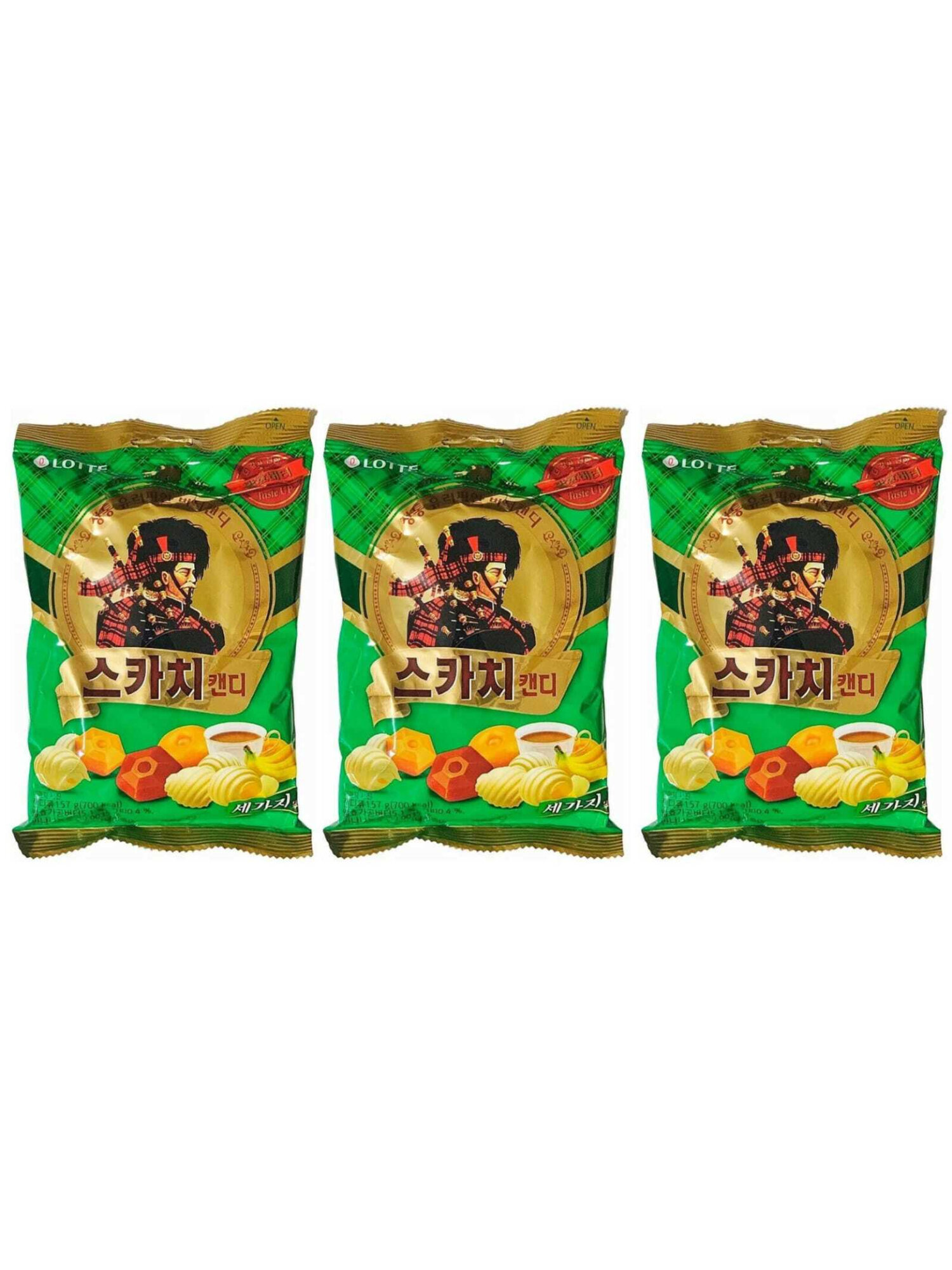 Карамель Lotte Скотч Трио сливки, кофе, банан 157 г, 3 шт