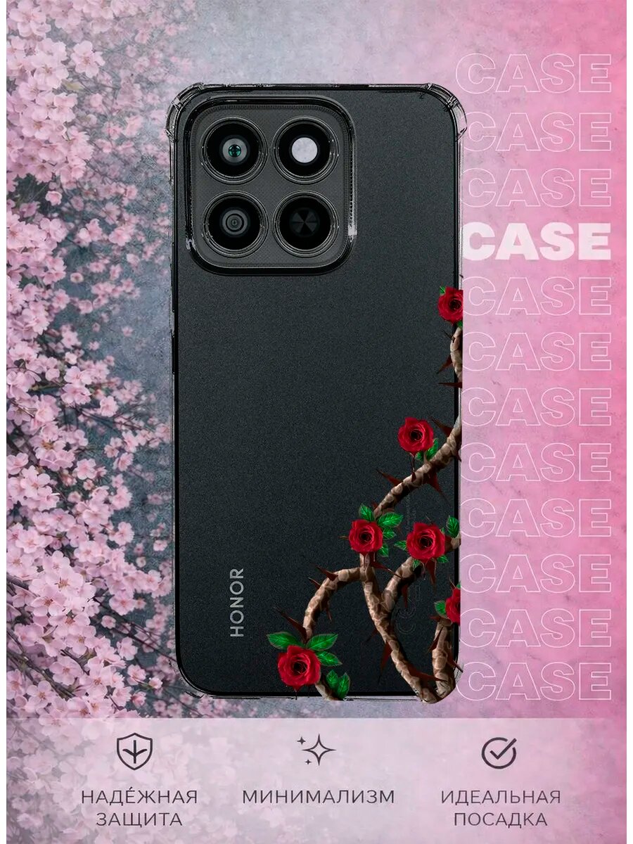 Чехол на Honor X8C с принтом Розы с шипами