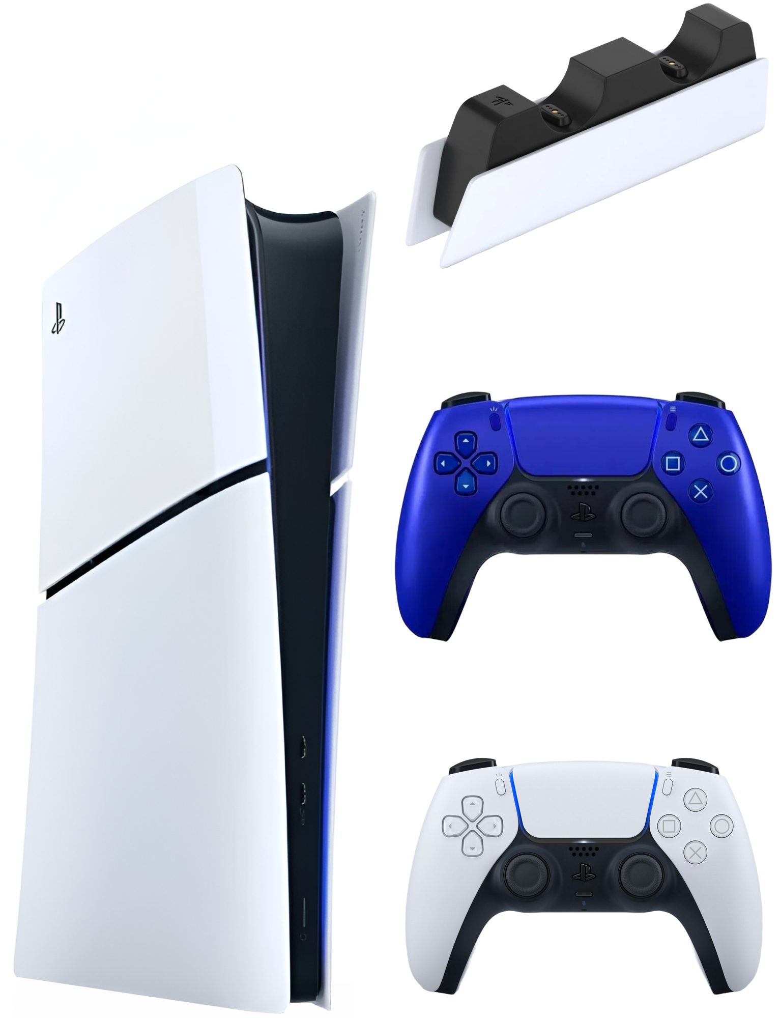 Игровая приставка Sony PlayStation 5 PS5 Slim Digital,825ГБ (без дисковода)+2-ой геймпад(cobalt blue) и зарядная станция