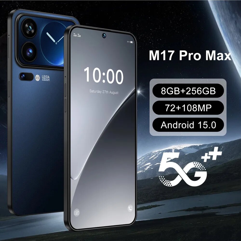Смартфон M17 Pro Max 8GB+256GB 72+108MP Android 15.0 черный