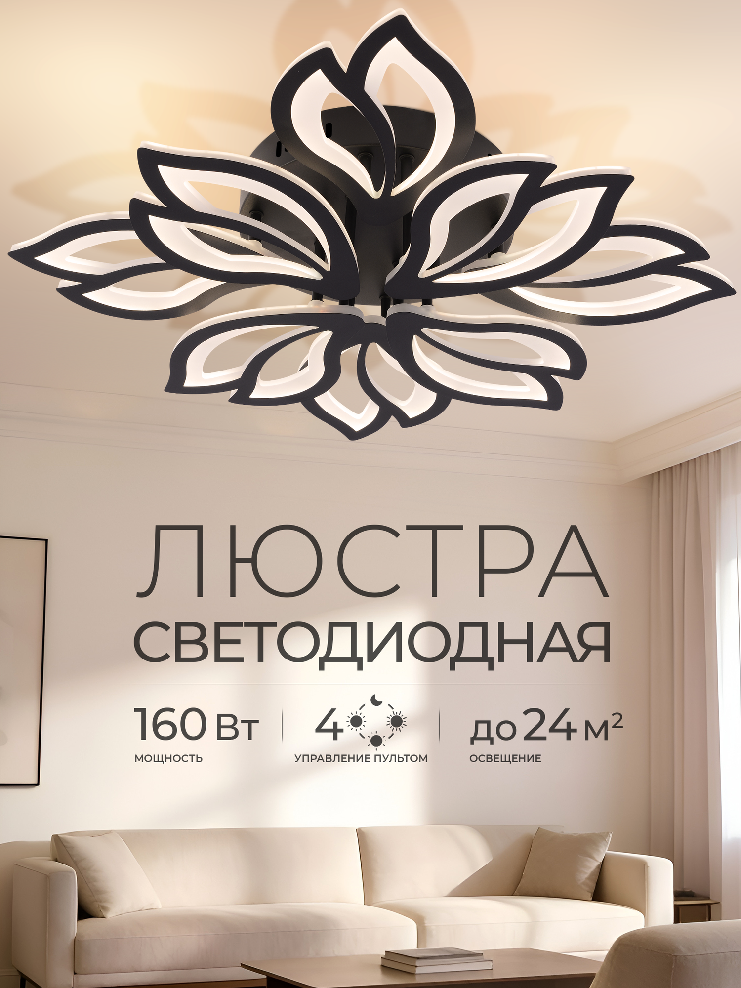 Люстра потолочная с пультом ASTREA/люстра потолочная светодиодная/ светильник потолочный светодиодный с ПДУ