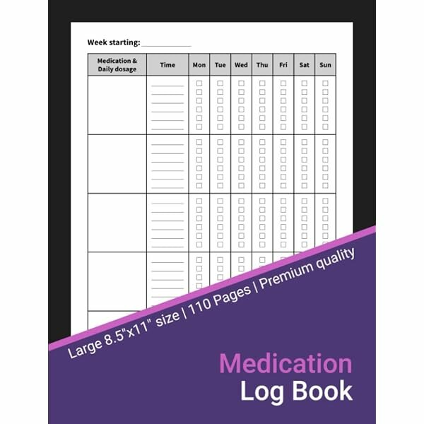 Medication Log Book: 52-Week Daily Medication Chart Book, Monday to Sunday Medication Record Book，Reprinted paperback book