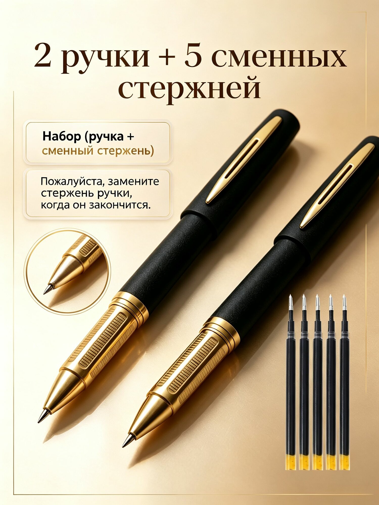 Набор ручек Гелевая, толщина линии: 1.0 мм, цвет: Черный, 7 шт. гелевые ручки черные набор 7 шт