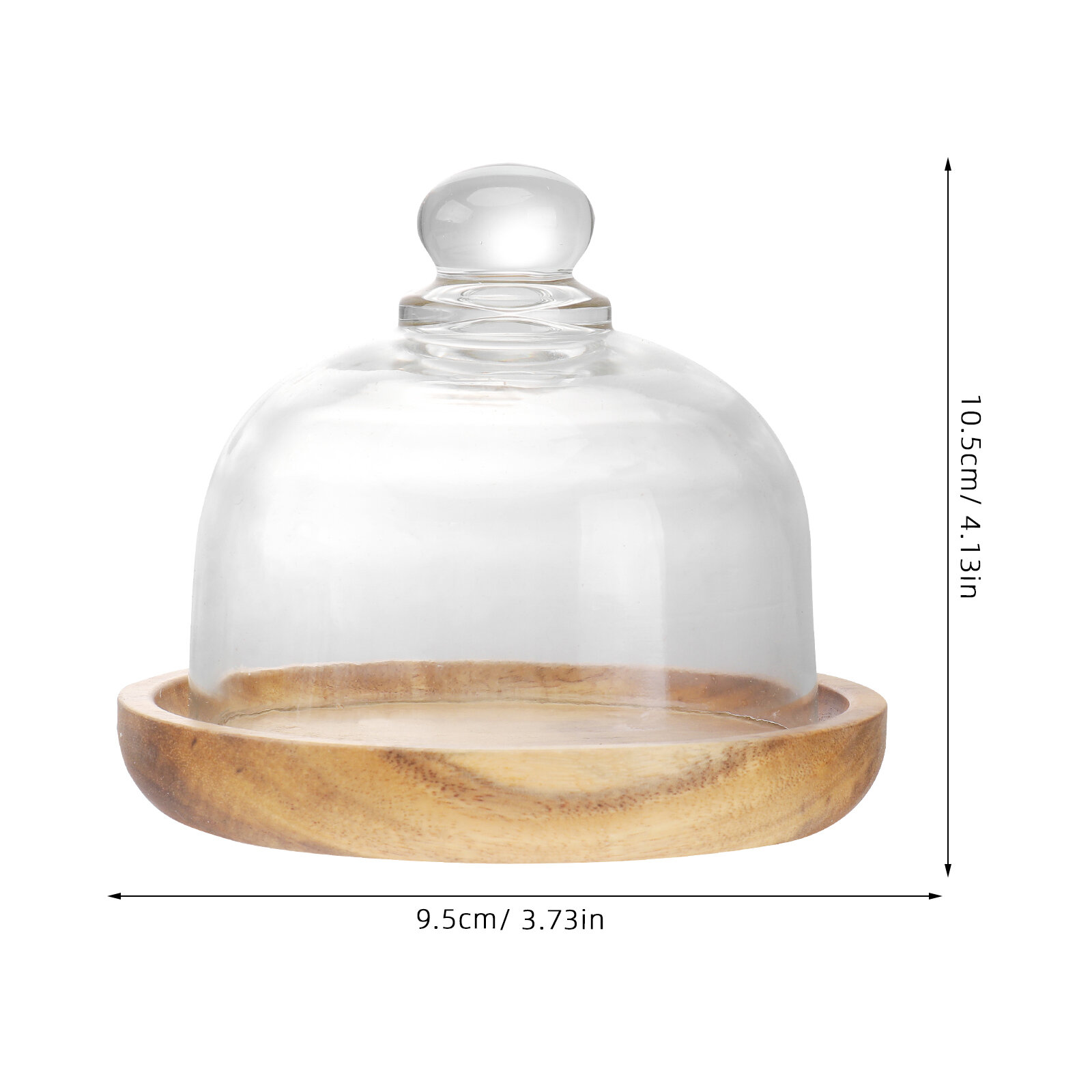 Деревянная Подставка Для Торта С Стеклянным Куполом 1 Шт 10.50X9.50X8.00Cm