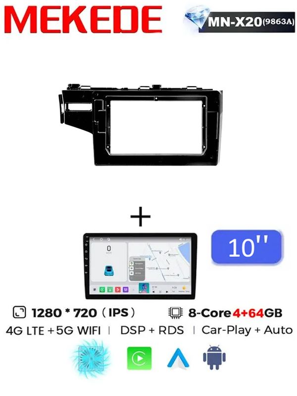 Магнитола Mekede MN X20 Pro 4+64G 10.2 дюймов Honda Jazz 3 Fit 3 GP GK 2013-2020 (B)