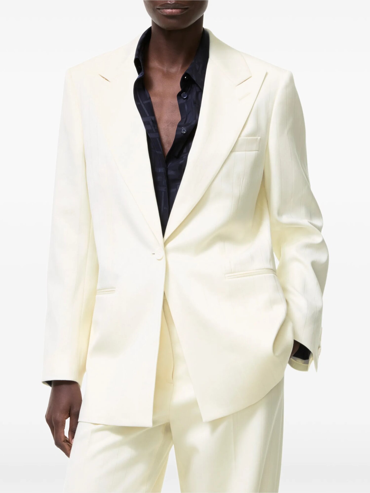 Куртка BURBERRY Pinstriped wool tailored jacket, размер 8, белый — фото 1