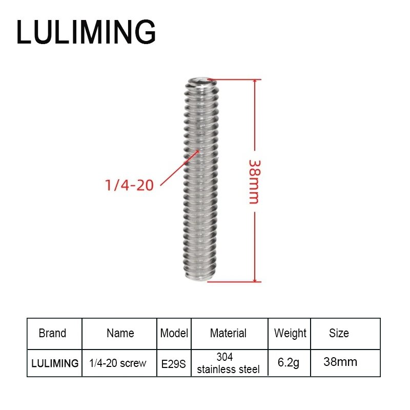 1/4-20 винт LULIMING 38 мм, 304 нержавеющая сталь, E29S