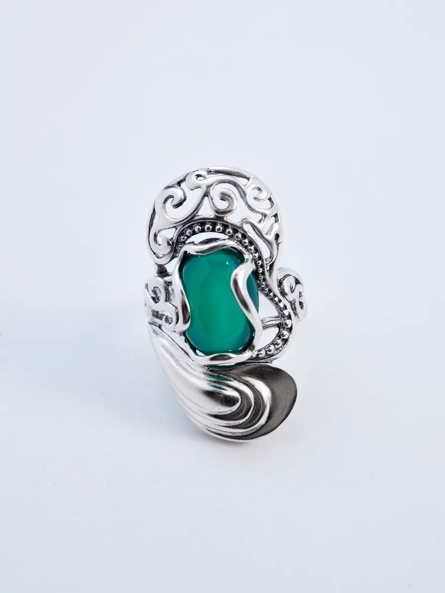 Кольцо БРЮС, серебро, 925 проба, агат