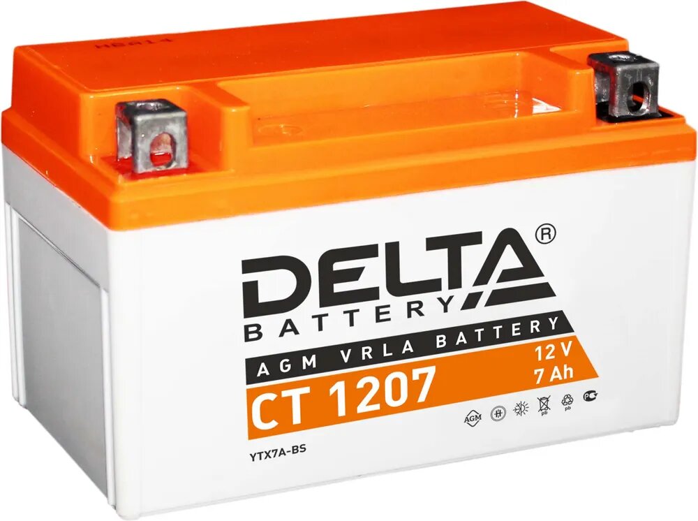Delta Battery Аккумулятор для мототехники, 7 А•ч, Прямая (+/-) полярность