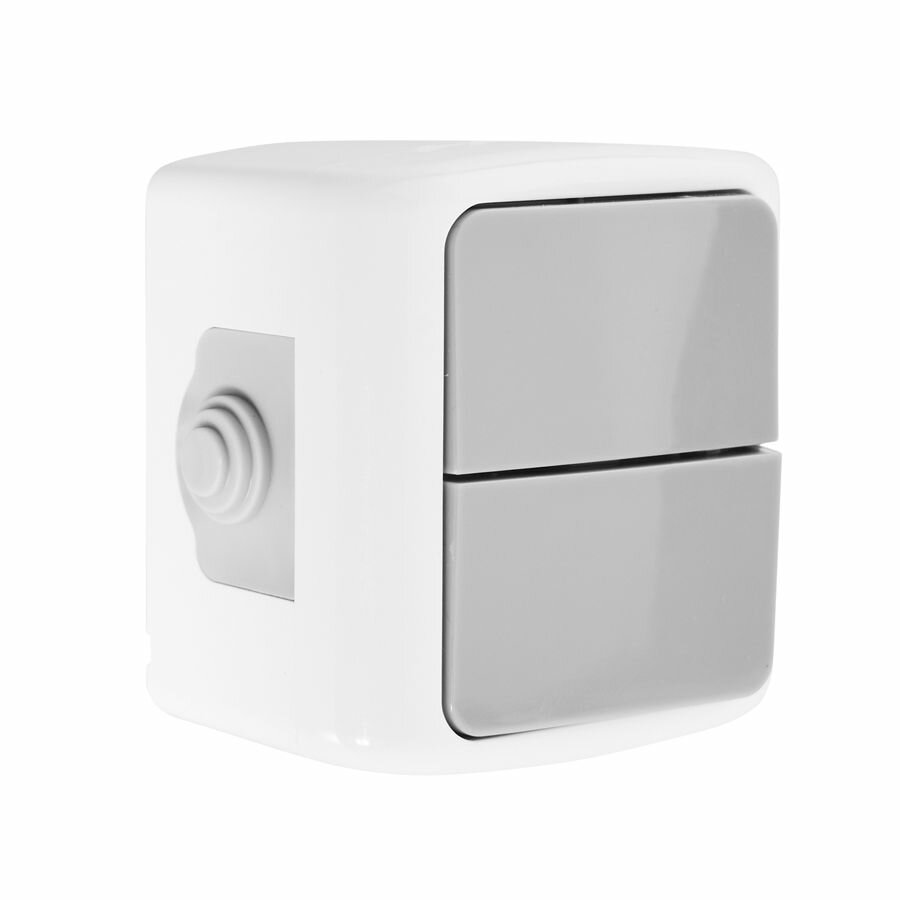 Выключатель 2-кл. открытой установки IP54 10А, бело-серый "Сигма" General