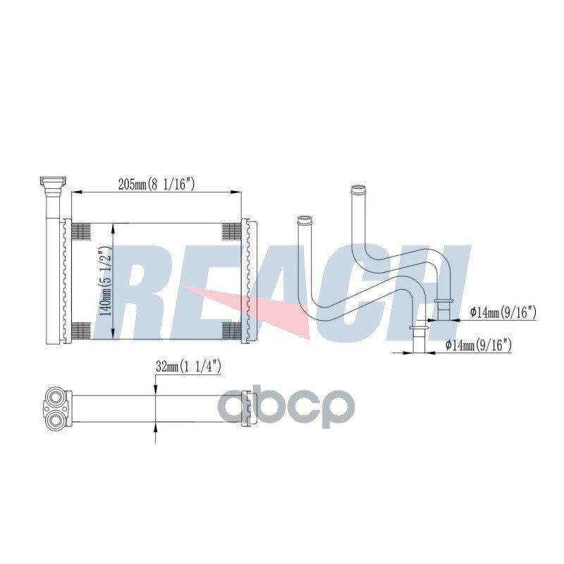 Радиатор отопителя FORD MONDEO,1993-1996 REACH арт. 1.18.12921