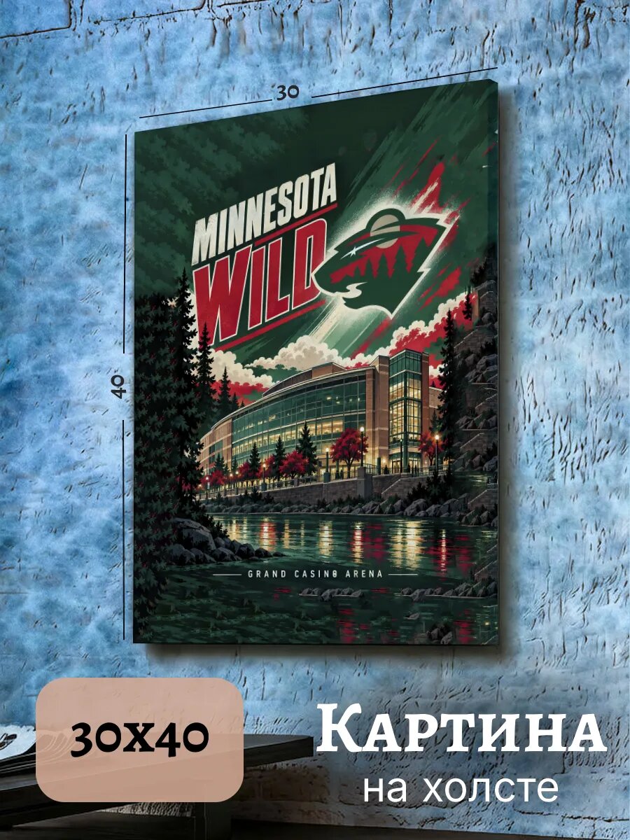 Картина Постер Хоккей НХЛ NHL 40x30 minnesota Wild