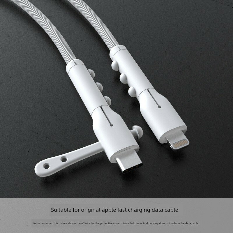 Силиконовый чехол для кабеля iPhone с двойными наконечниками и 1м шнуром для iPhone 12-16, белый