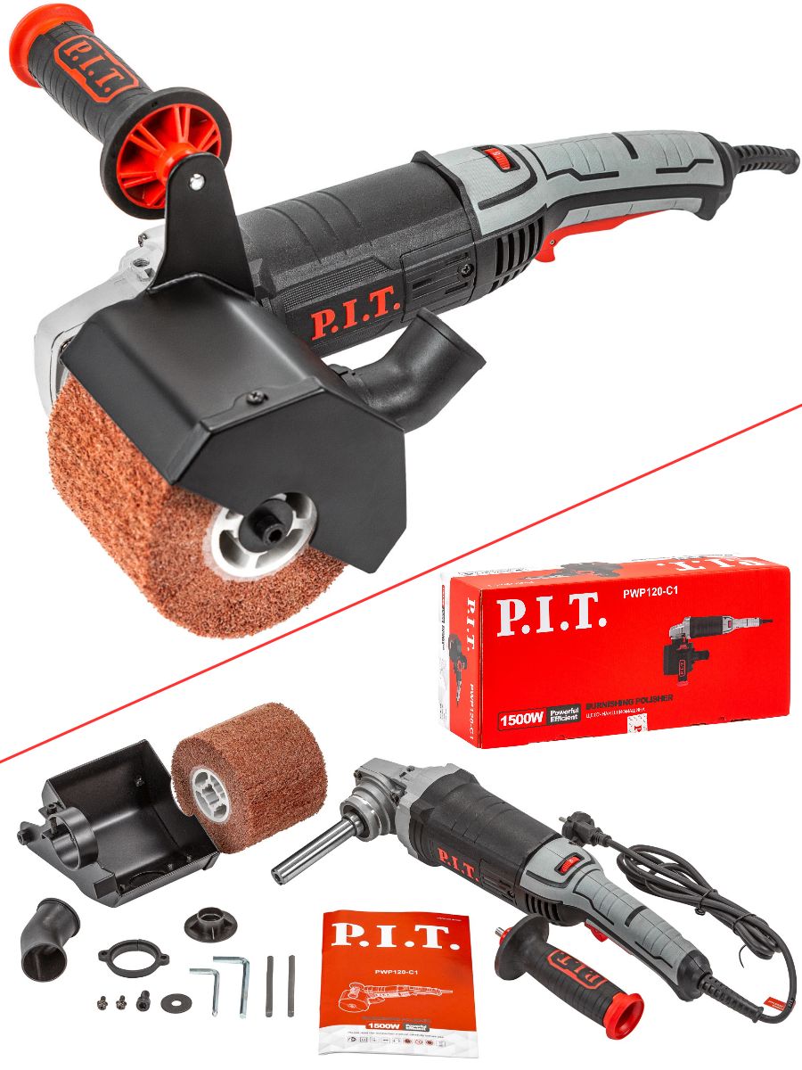 Щеточно-брашировальная шлифмашина P.I.T. PWP120-C1 (1.5 кВт, до 3500 об/мин)