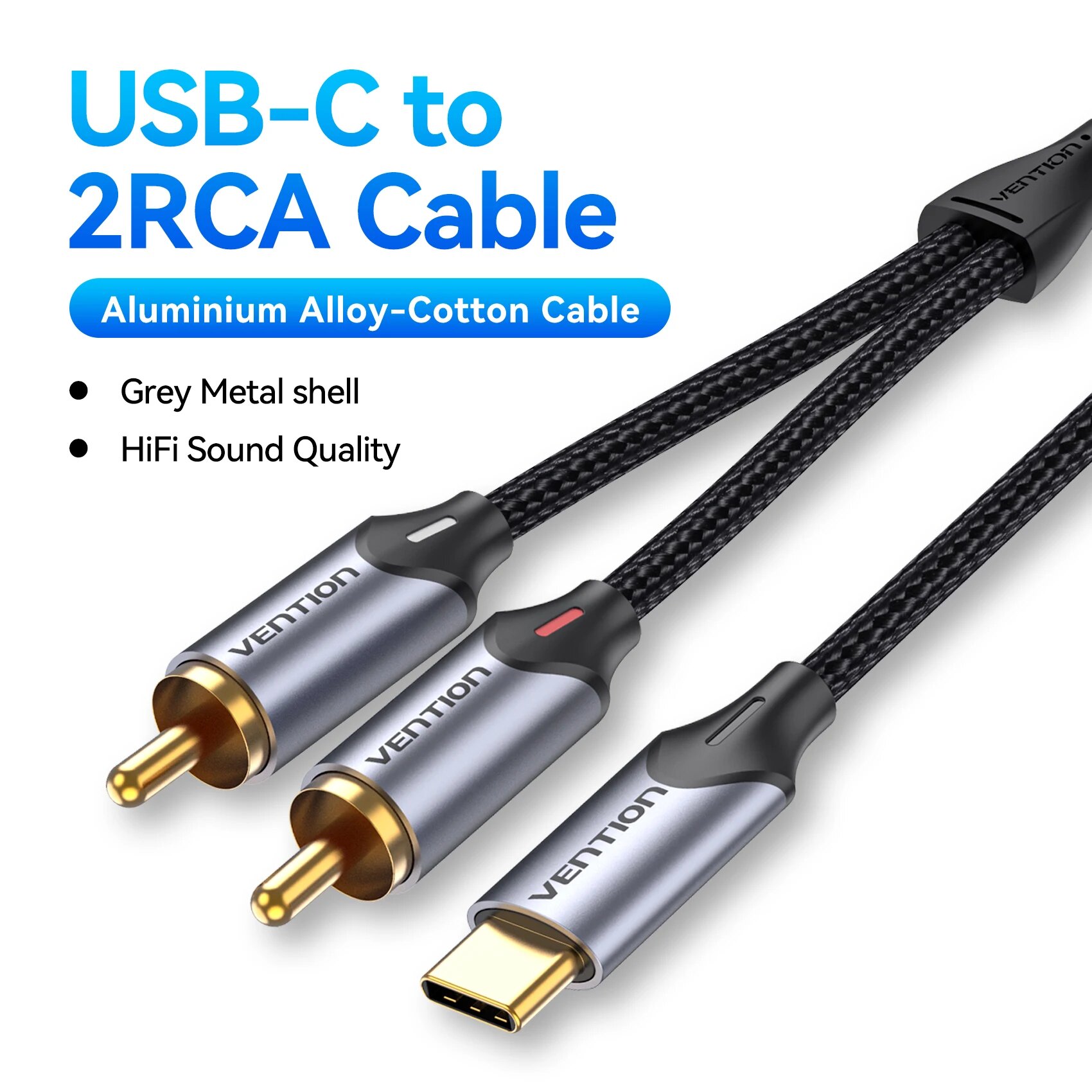 Аудиокабель Vention USB C к 2RCA