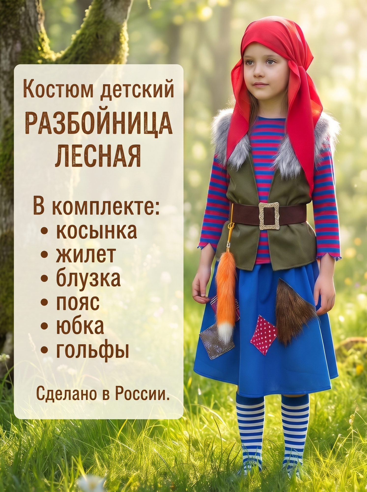 Карнавальный костюм детский Разбойница Лесная