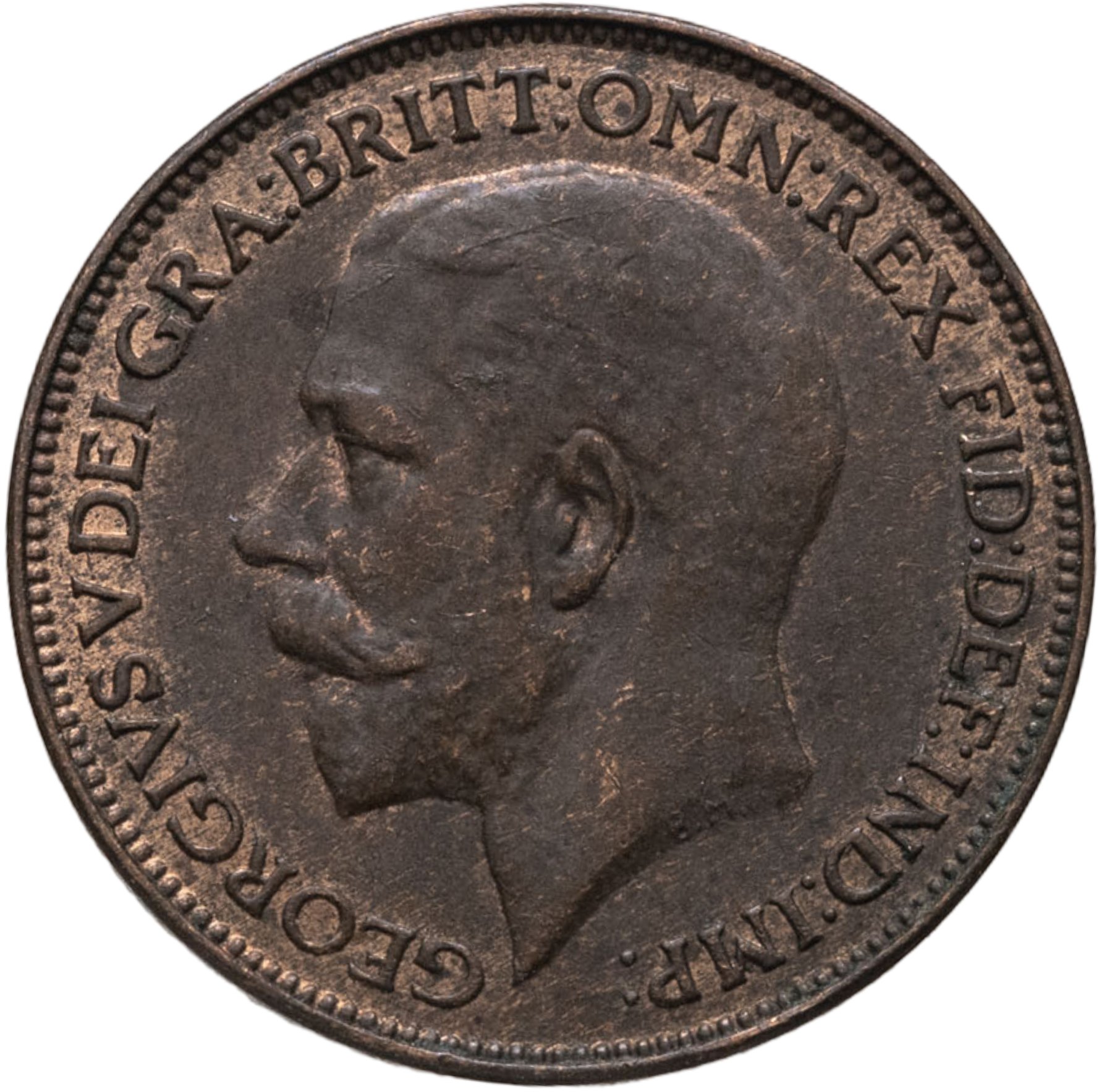 Великобритания 1 фартинг farthing 1925, Бронза, в сохранности AU