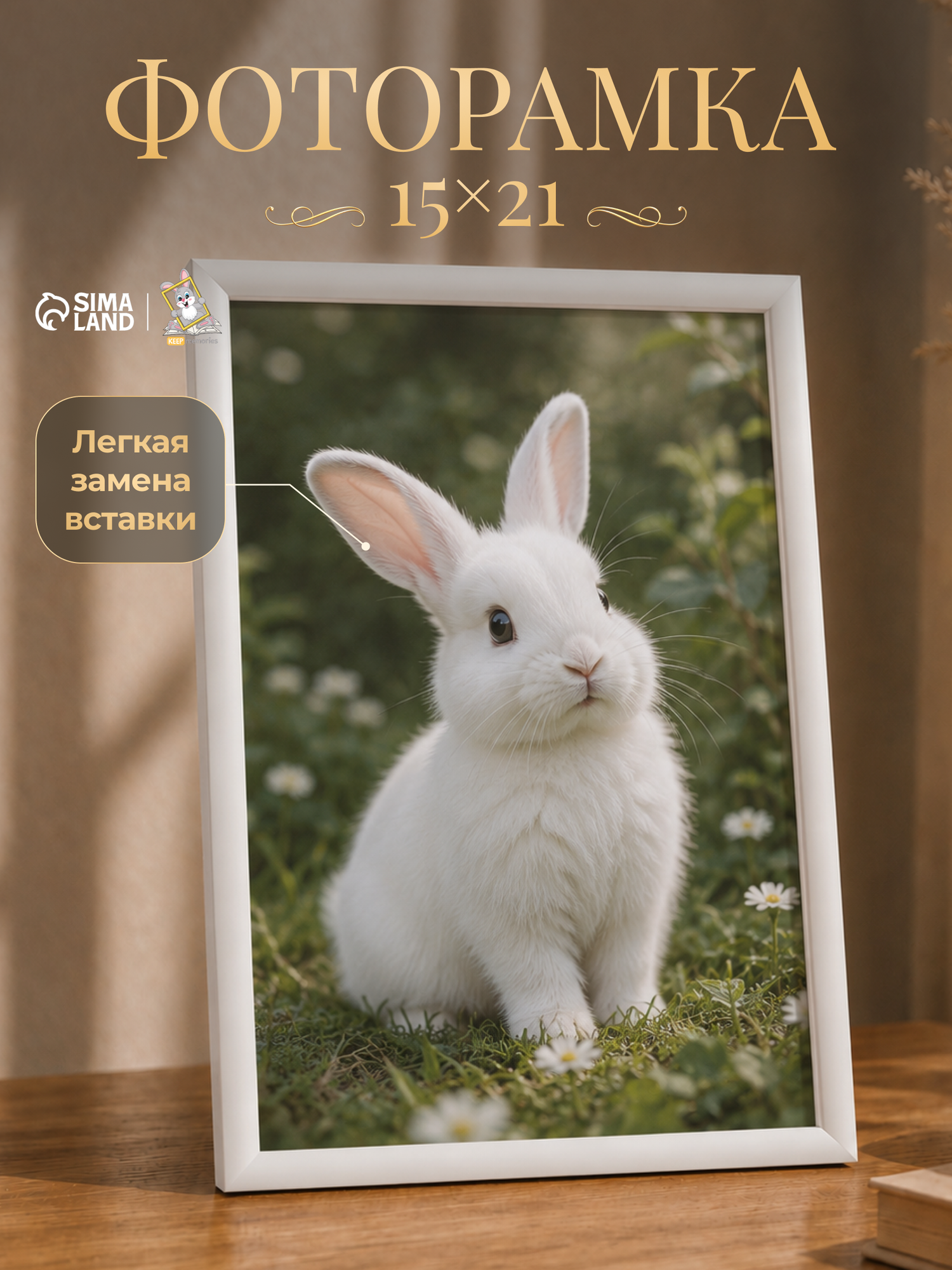 Фоторамка Сима-ленд "Радуга", пластик/стекло, 15х21 см, белый