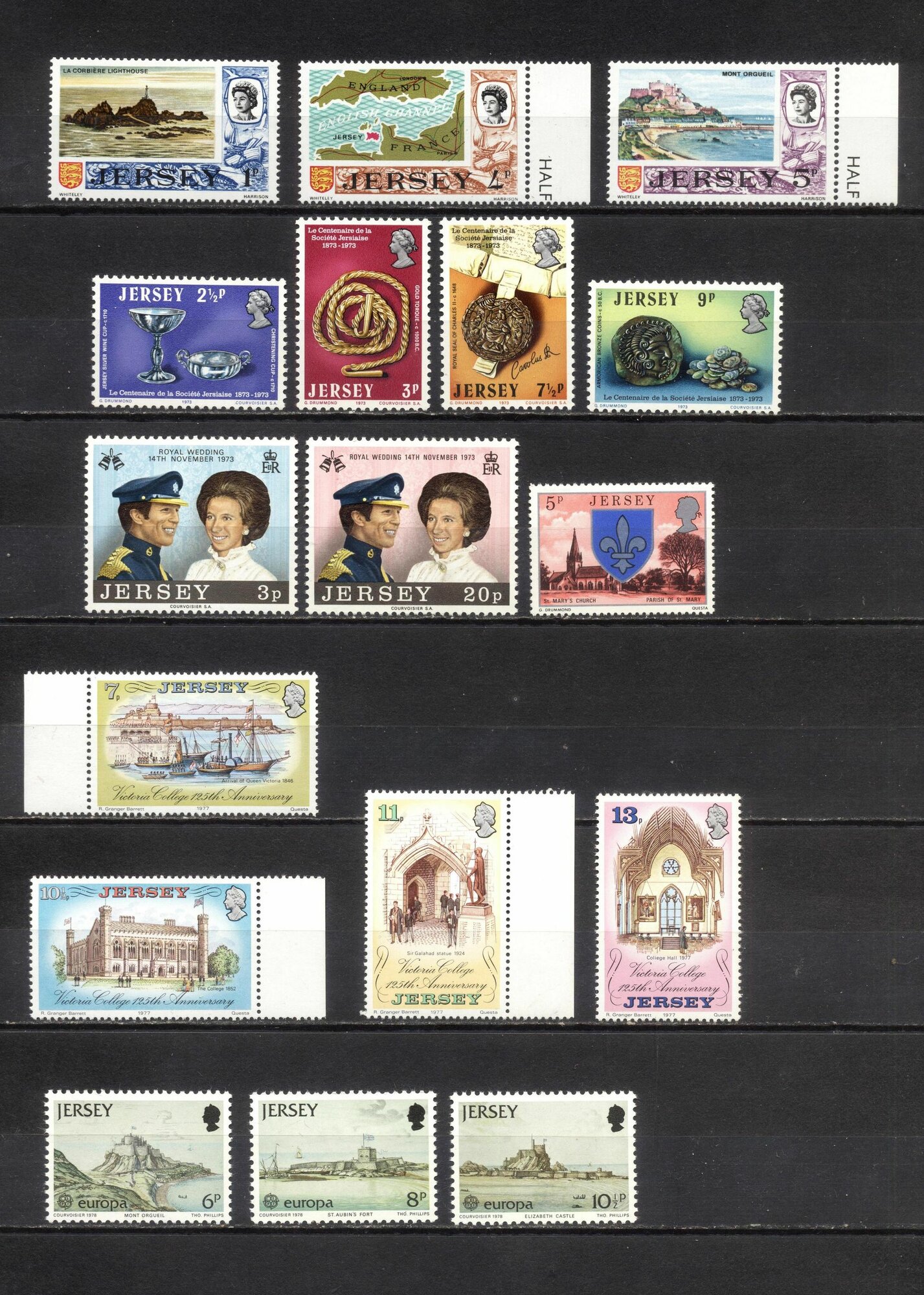 Марки Великобритании. Джерси. 1970-78 г. г. см. описание