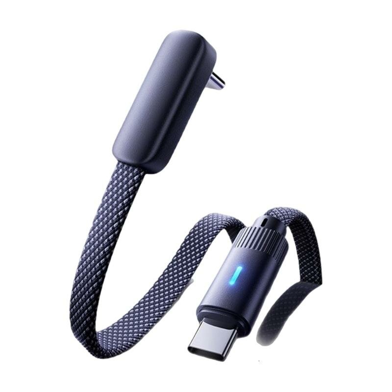 USB-C кабель с угловым разъёмом, оплёткой и индикатором, 1.5m