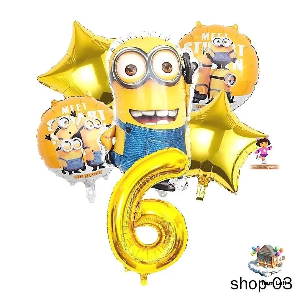 Набор воздушных шаров для дня рождения (Миньоны) (Despicable Me) с фольгированной цифрой, фигурками миньонов и латексными шарами, украшение для детской вечеринки