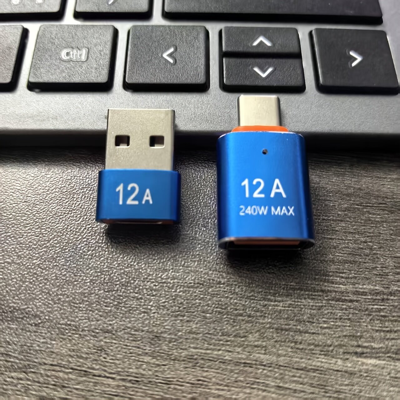 Переходник Type-C на USB и USB на Type-C, 12А, поддержка OTG, зарядка и передача данных, синий