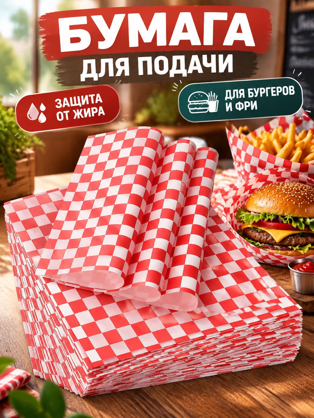Бумага пищевая 0.3 м х 30 см, 100 шт