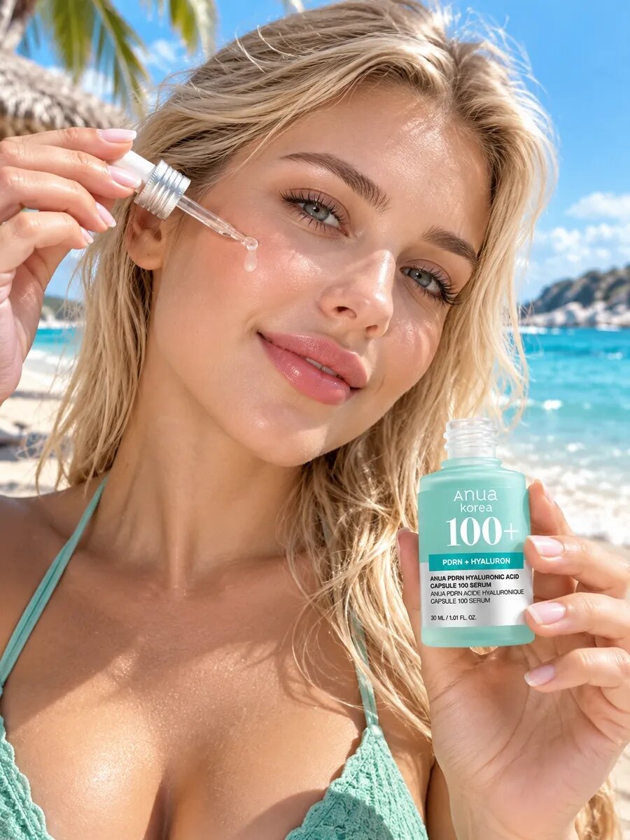 Anua Оригинал корейская PDRN Hyaluronic Acid Capsule 100 Serum, сыворотка для лица, придает коже сияние, 30 мл