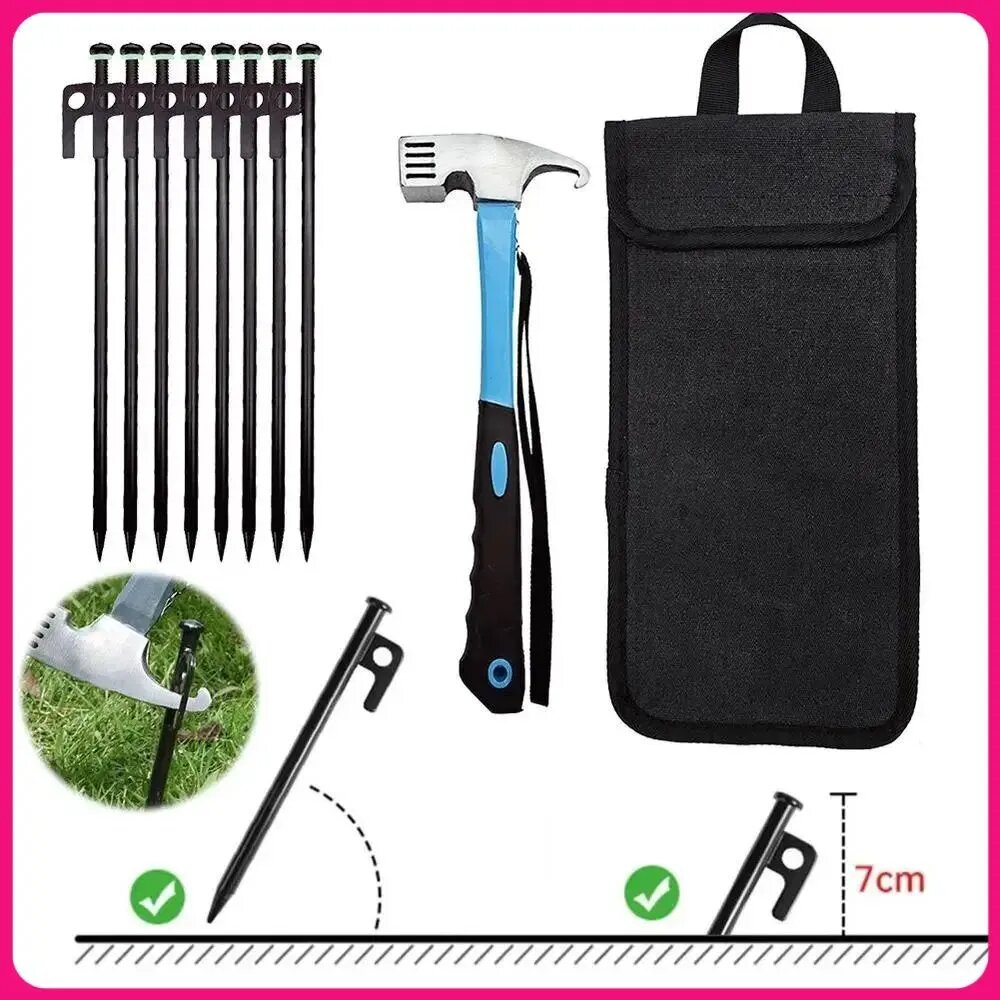 8 шт. колышки для палатки 30 см, небьющиеся колья для палатки с молотком и сумкой для кемпинга, пикника