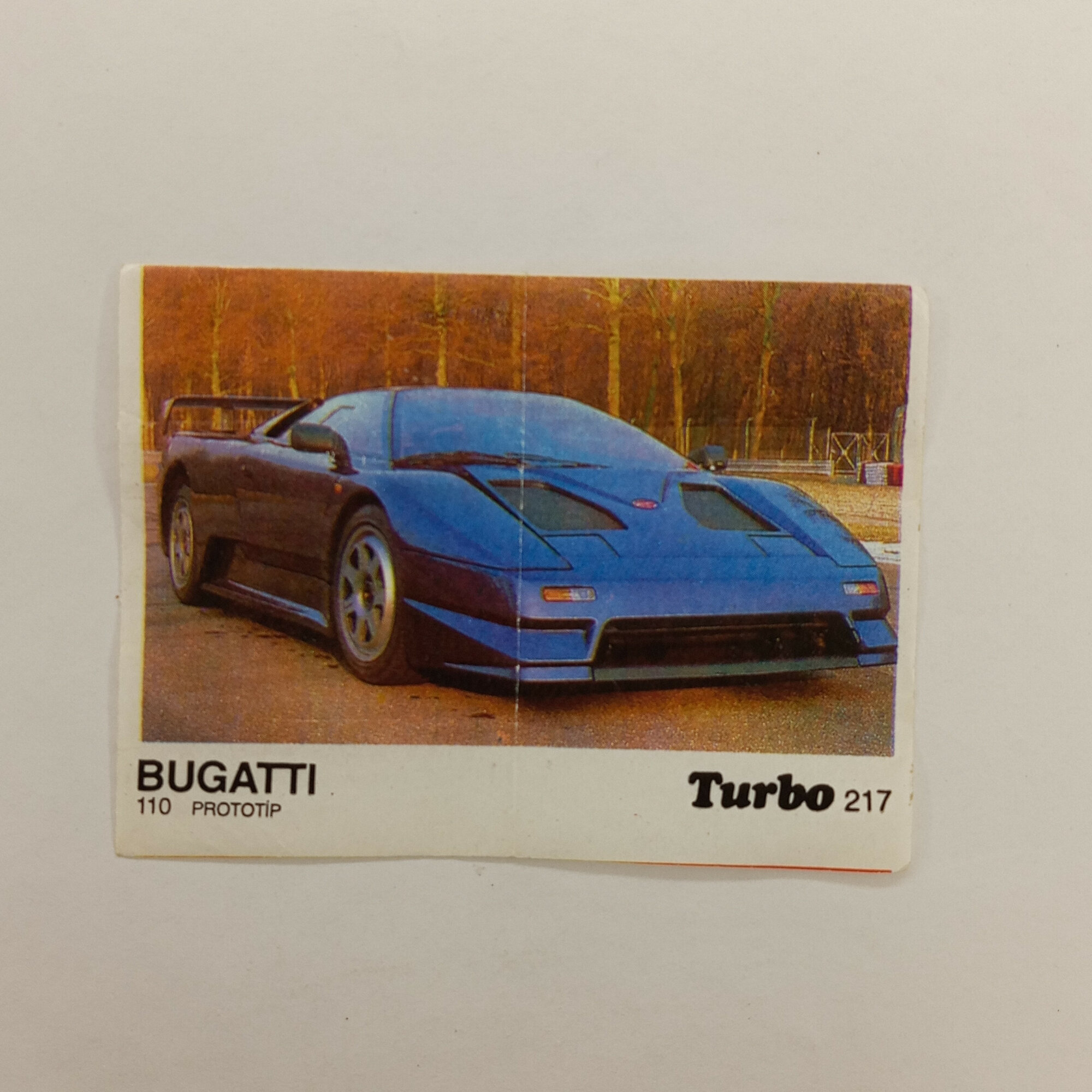 Вкладыш от жевательной резинки винтажный, СССР. Автомобиль Bugatti, серия Turbo 217