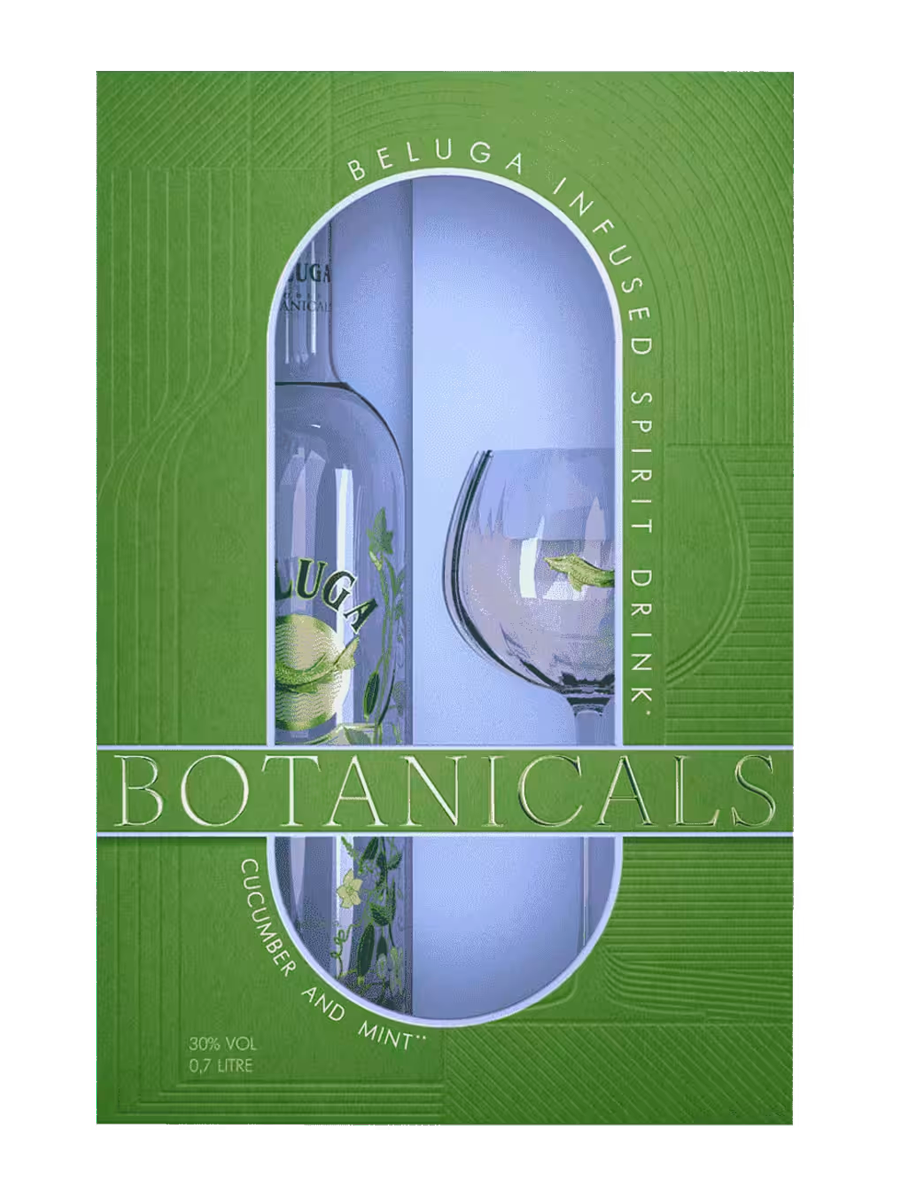 Настойка "Beluga Noble Botanicals" Cucumber and Mint, 0,7 л в подарочной упаковке + бокал