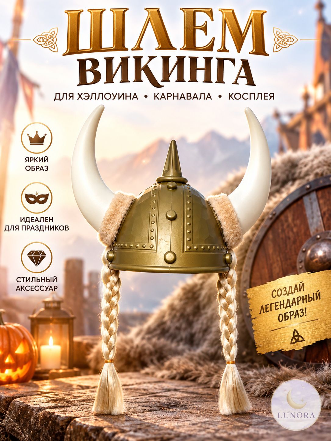Шлем Астерикса с косичками/шлем викинга