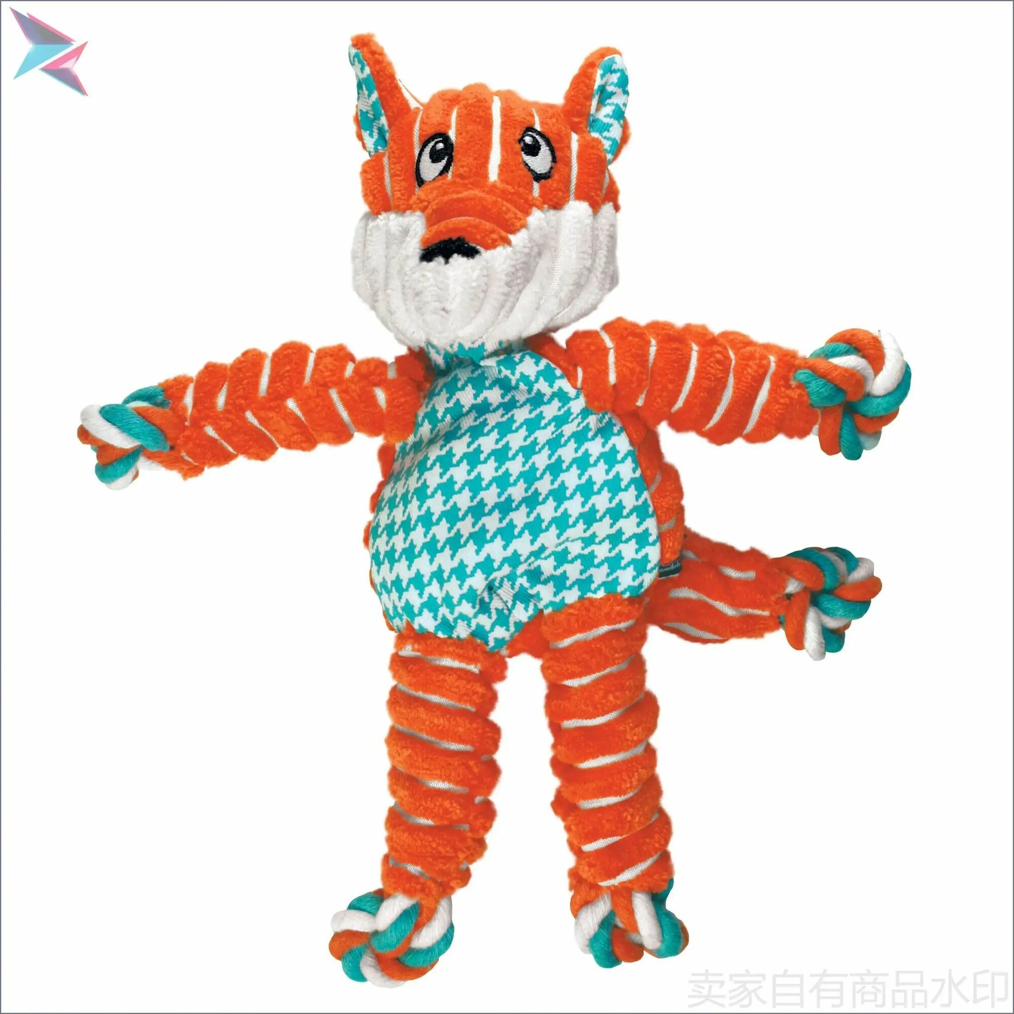 Kong Floppy Knots Fox Игрушка для собак Лиса с хрустящими узелками, S/M,24 см