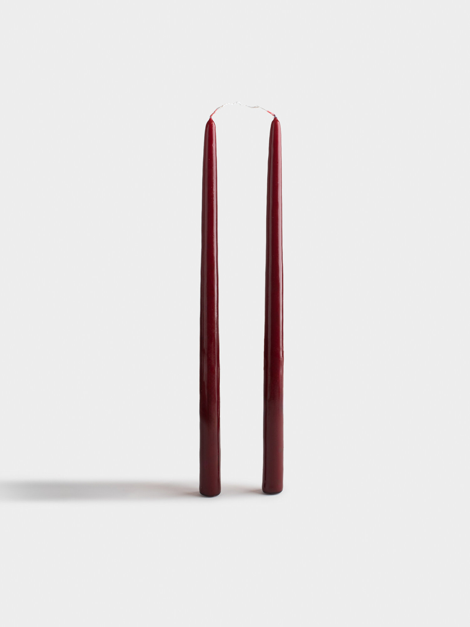 Свеча, 38 см, 2 шт, тонкая, с общим фитилем, красная, Vivid candle