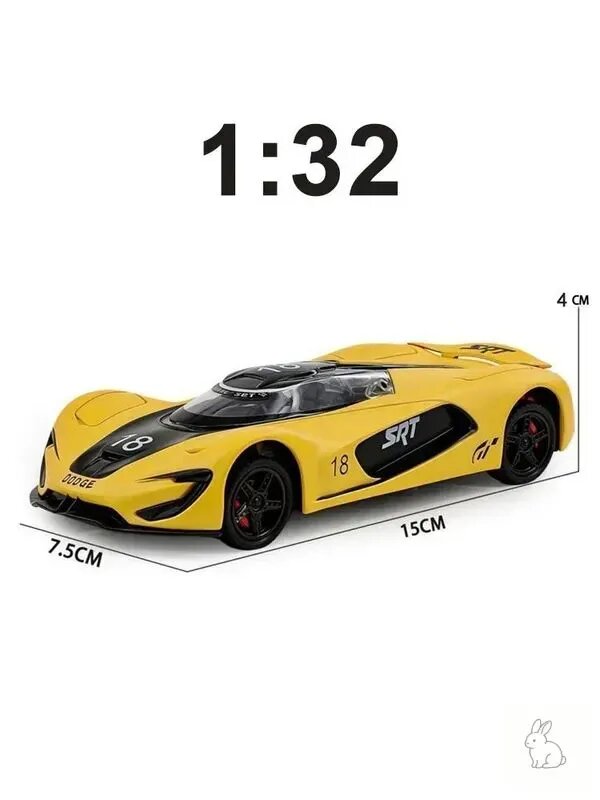 Модель спорткара Dodge SRT, масштаб 1:32, из сплава