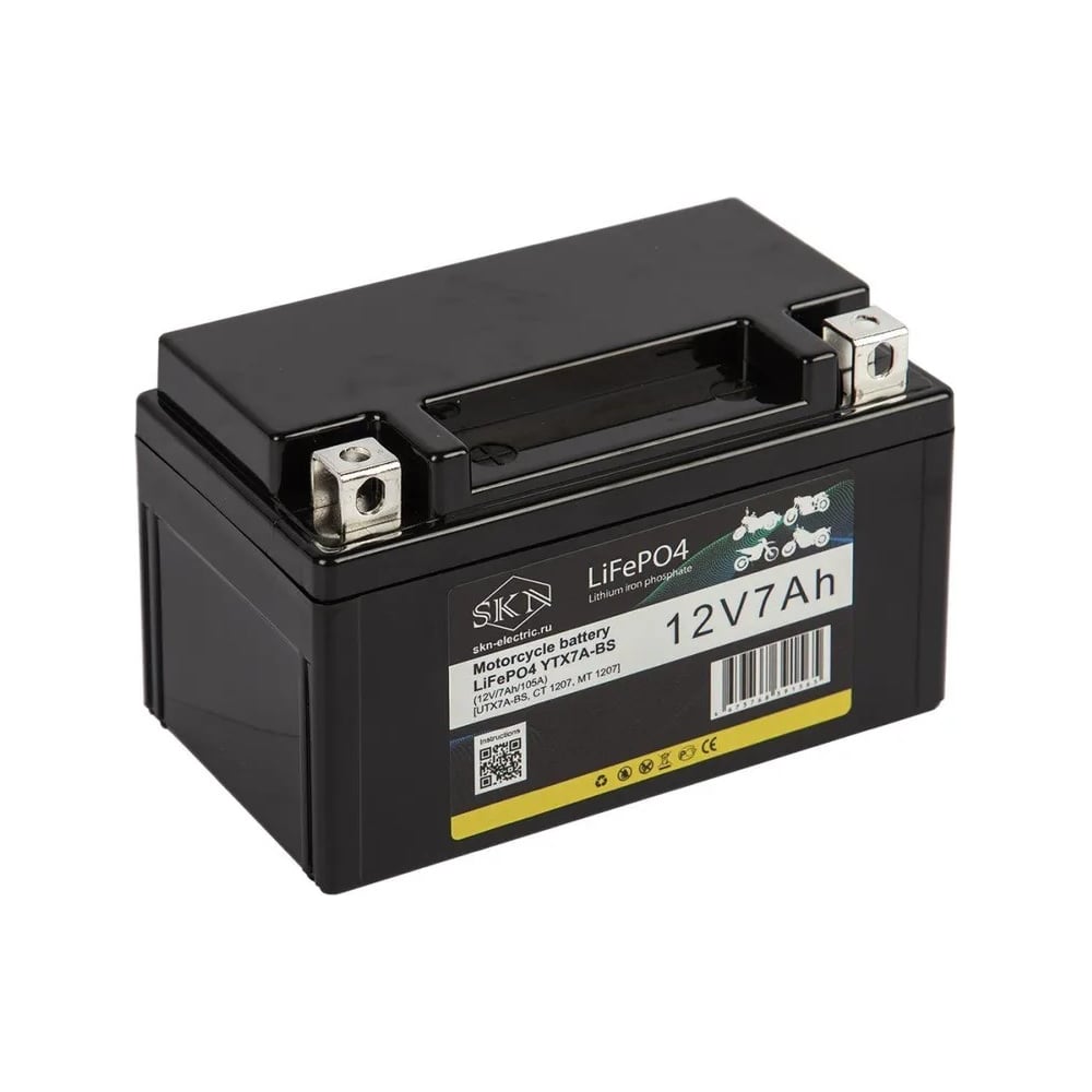 Аккумулятор для мототехники SKN LiFePO4 YTX7A-BS (12V/7Ah/105A) [UTX7A-BS, CT 1207, MT 1207] 025255